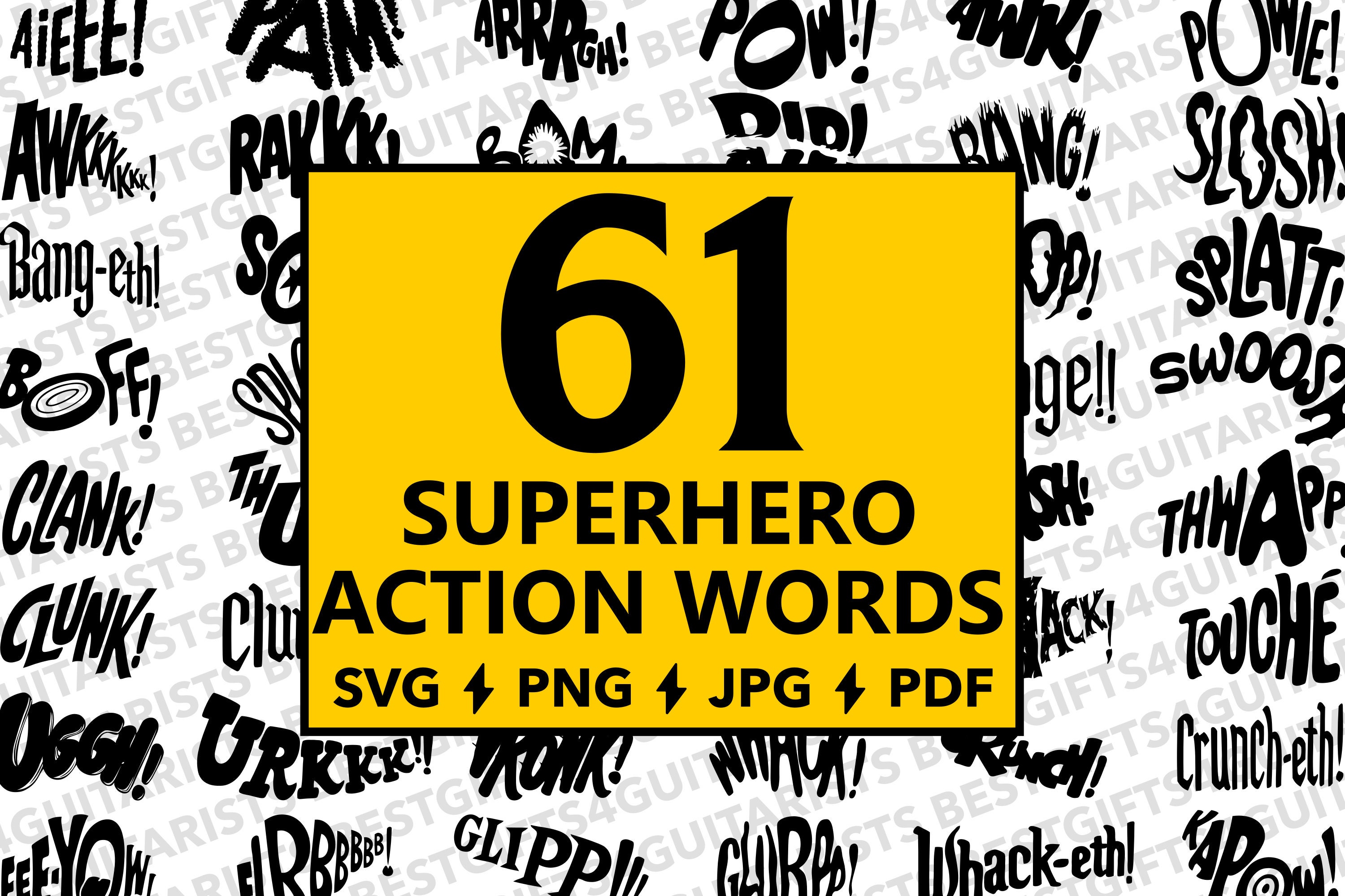 Superhero Action Words SVG Bundle, Comic Book Words Svg, Png, Jpg, Pdf ...