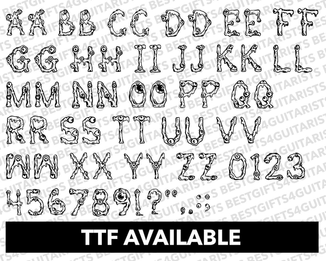 Horror Eye Font SVG, Creepy Eye Alphabet Svg, Png, Jpg, Ttf, Dxf, Pdf ...