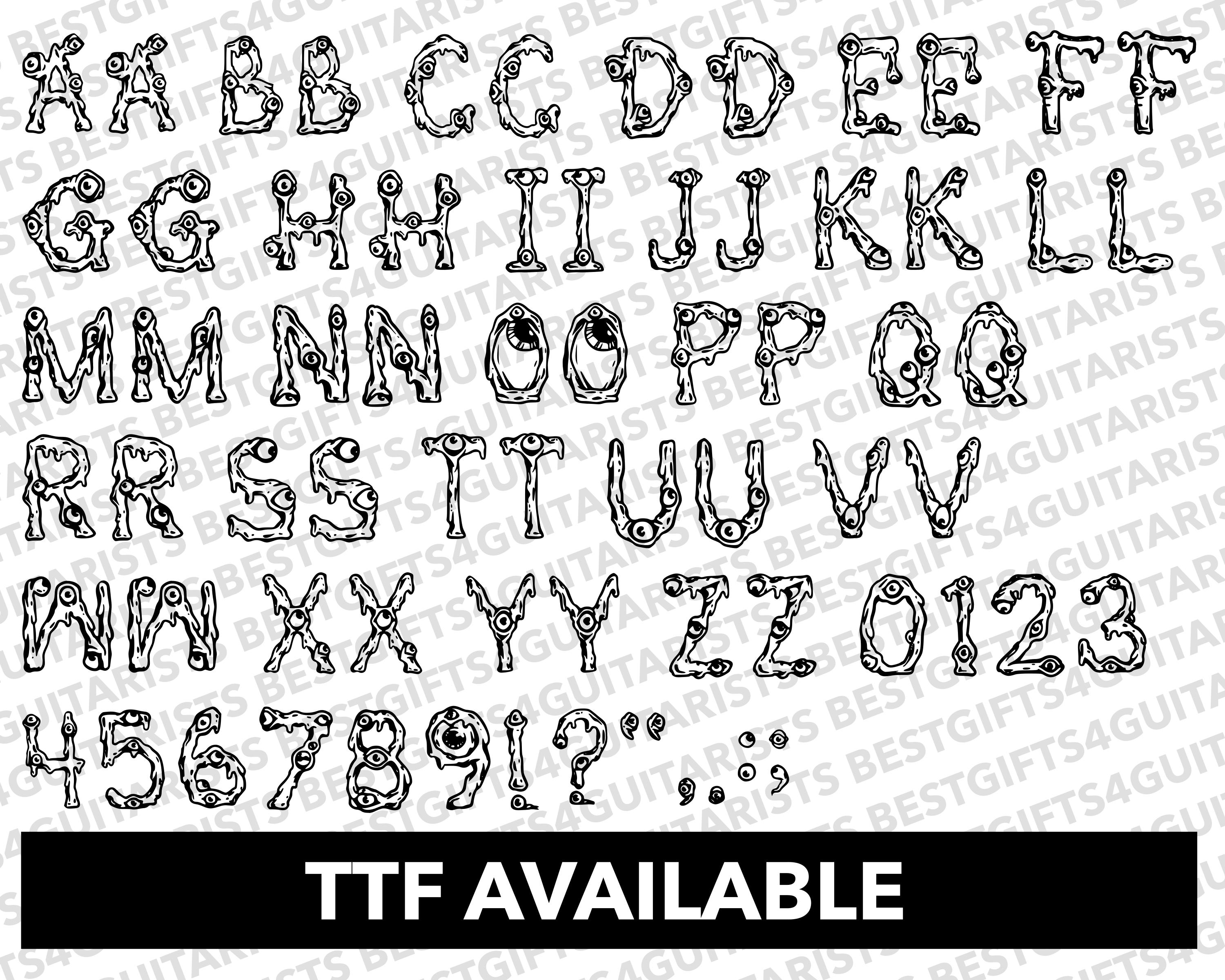 Horror Eye Font SVG, Creepy Eye Alphabet Svg, Png, Jpg, Ttf, Dxf, Pdf ...