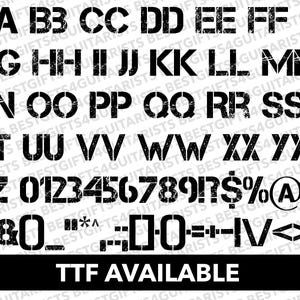 Distressed Stencil Font SVG, Distressed Stencil Letters, Distressed ...