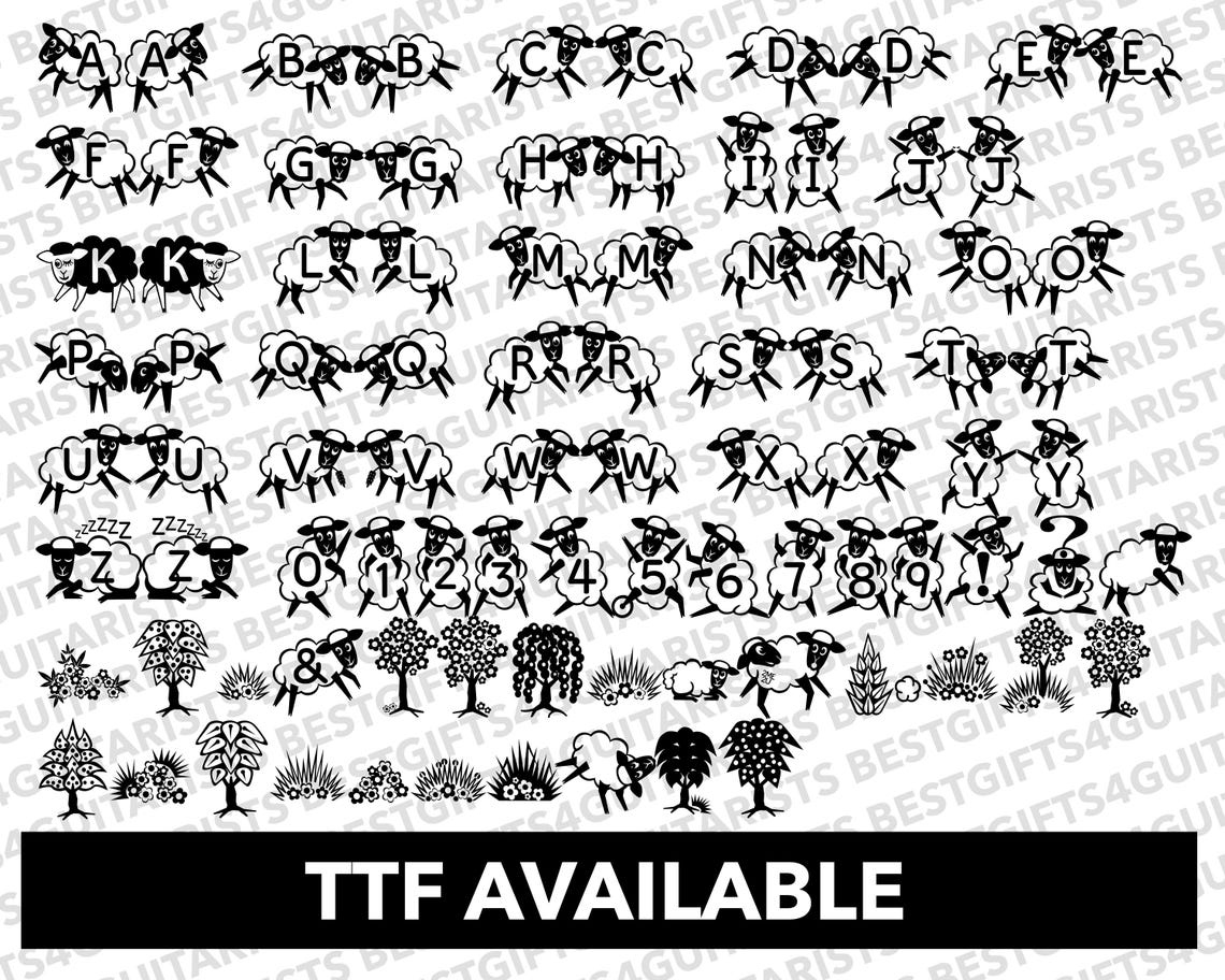 Sheep Font SVG, Sheep Font for Canva, Sheep Font SVG, PNG, Jpg, Ttf ...