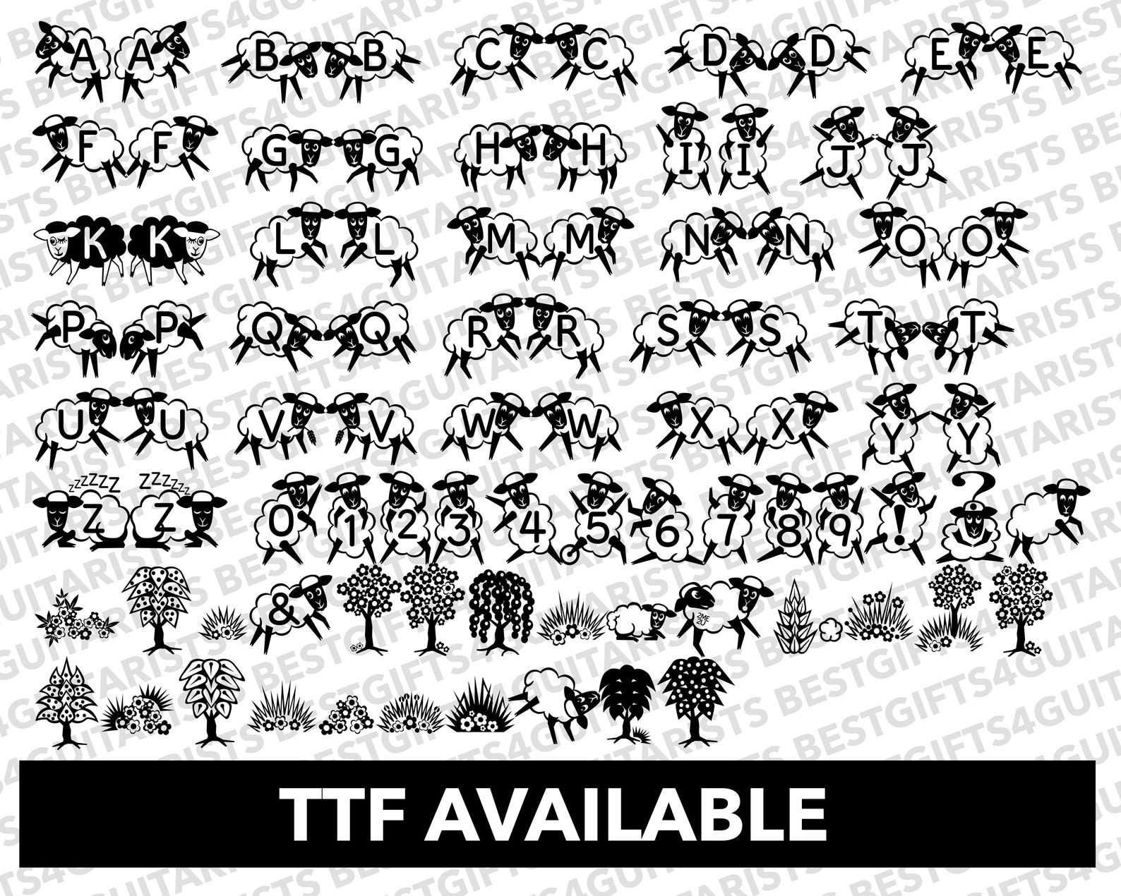 Sheep Font SVG, Sheep Font for Canva, Sheep Font SVG, PNG, Jpg, Ttf ...