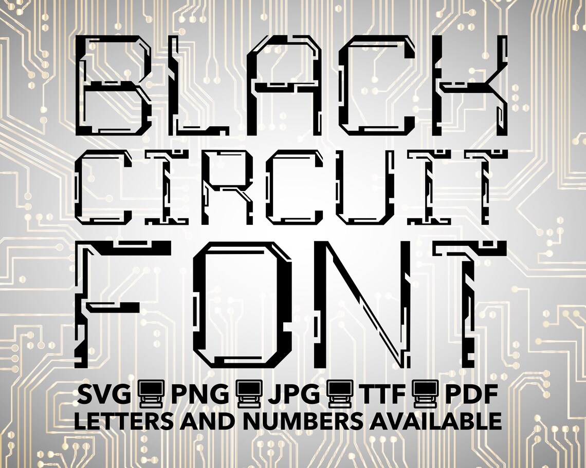 Circuit Font SVG, Black Circuit Letters PNG, Black Circuit Numbers ...