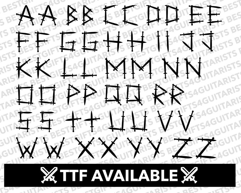 Sword Font SVG, Sword Font for Cricut, Medieval Font SVG, PNG, Jpg, Ttf ...