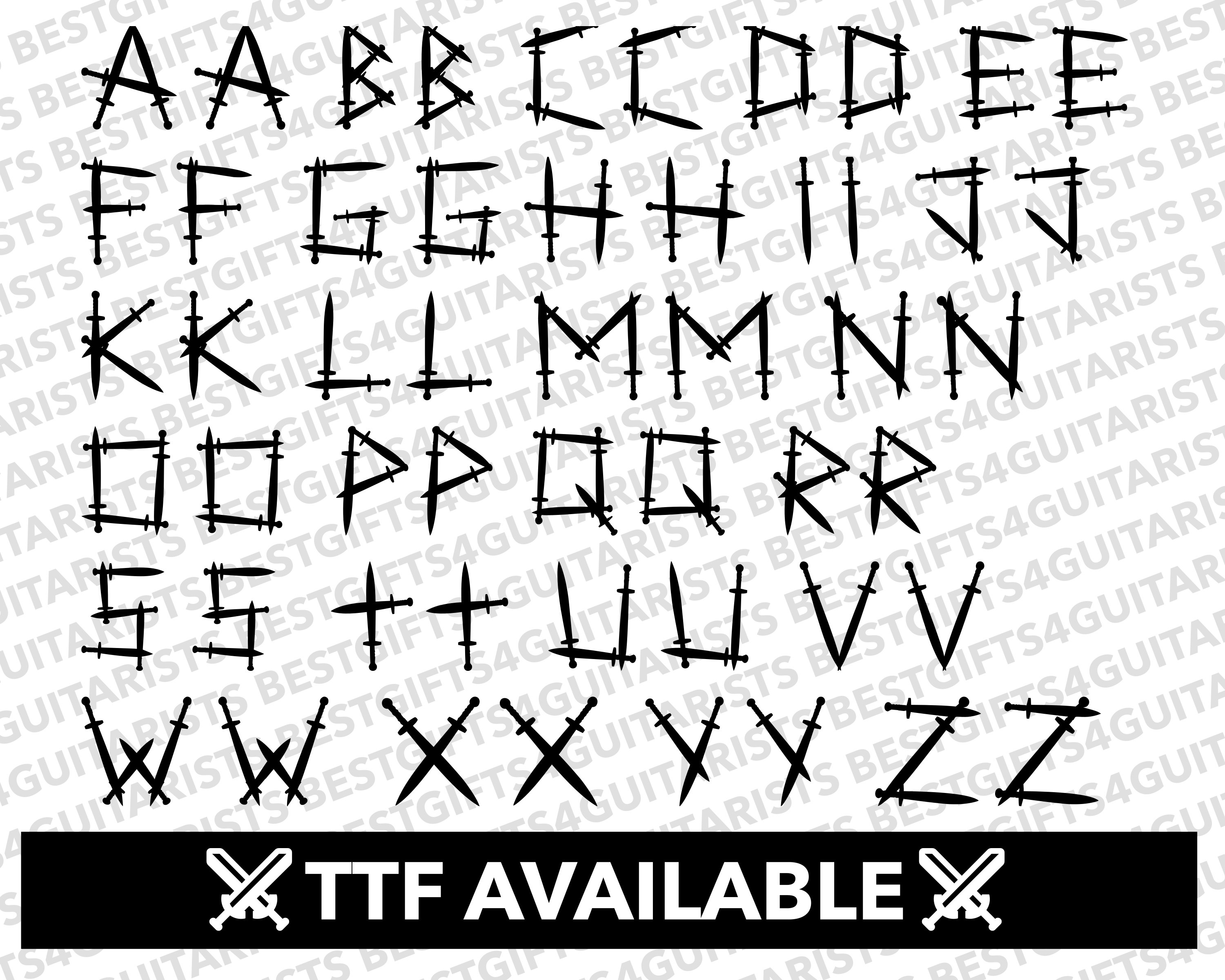 Sword Font SVG, Sword Font for Cricut, Medieval Font SVG, PNG, Jpg, Ttf ...