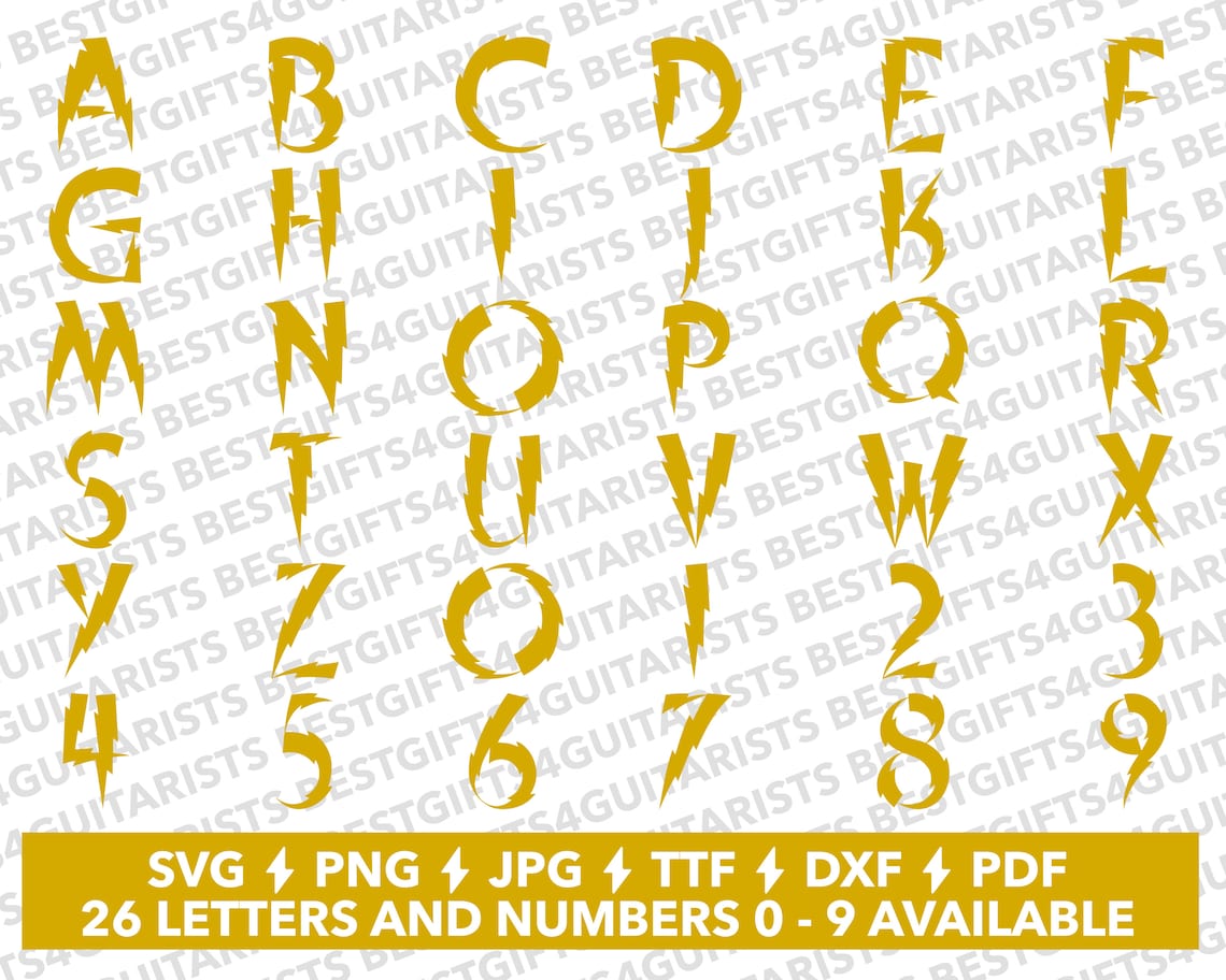 Lightning Letters and Numbers SVG - Thunder Bolt Alphabet - Lightning ...