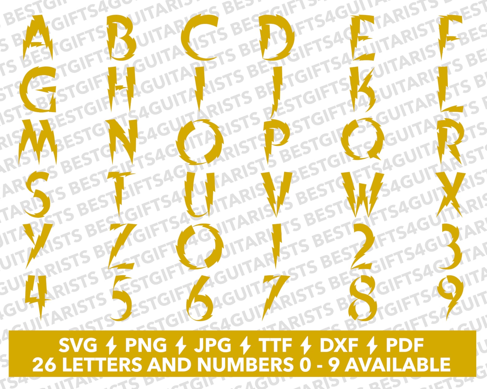 Lightning Letters and Numbers SVG - Thunder Bolt Alphabet - Lightning ...