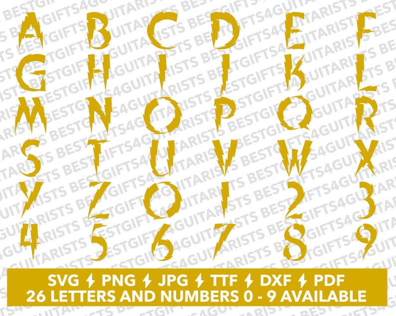 Lightning Letters and Numbers SVG - Thunder Bolt Alphabet - Lightning ...