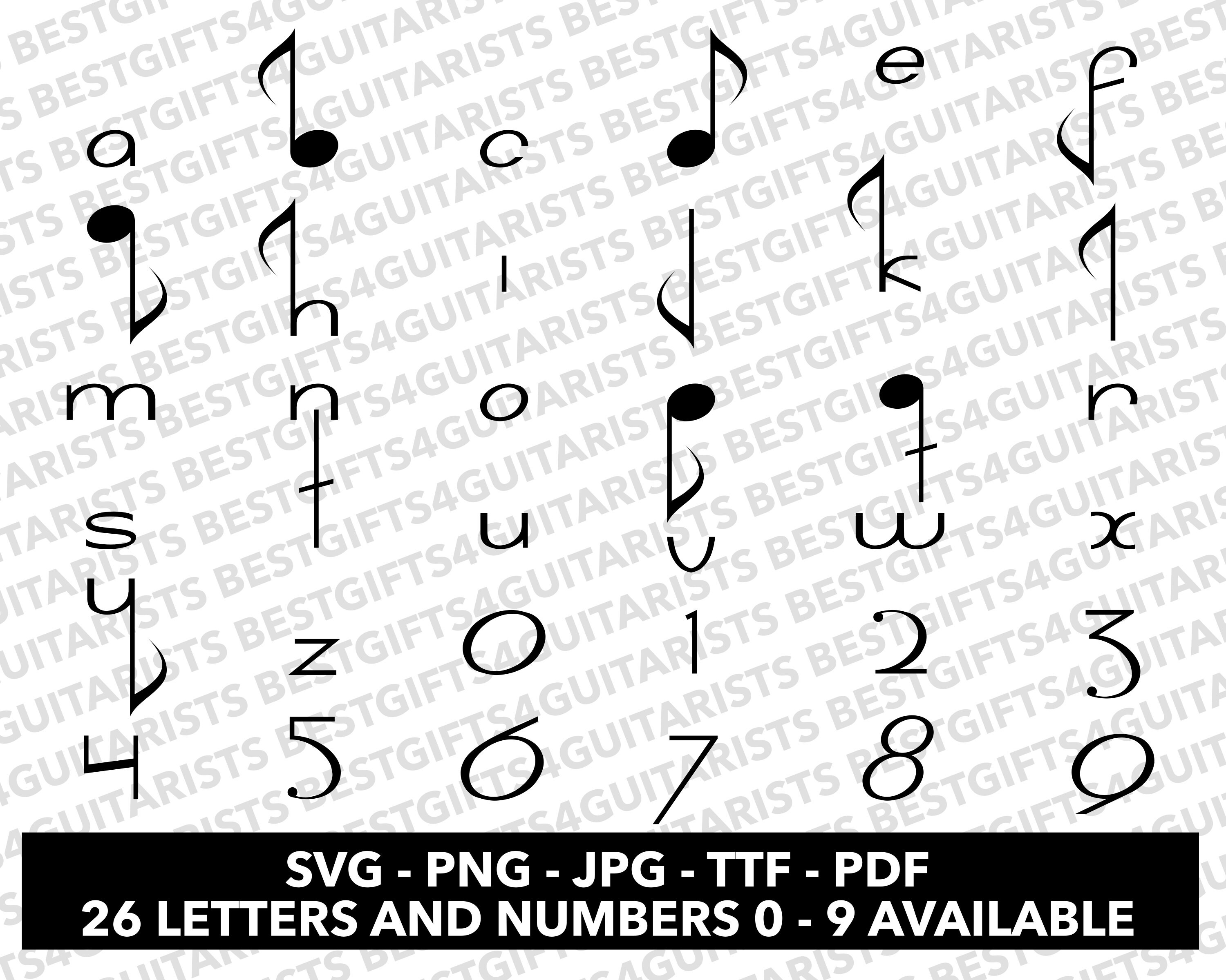 123 Music Font SVG, Music Font for Cricut, Music Font SVG, PNG, Jpg ...