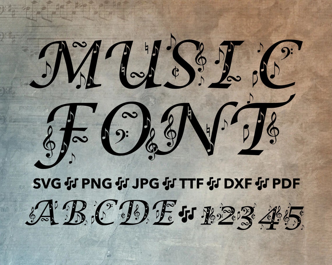 Music Font SVG - Music Note Font for Cricut - Music Notes Alphabet ...