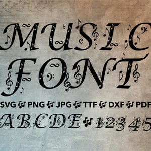 Music Font SVG - Music Note Font for Cricut - Music Notes Alphabet ...