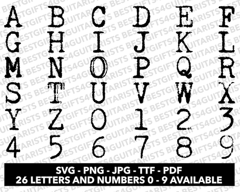 Distressed Typewriter Font SVG, Distressed Font TTF, Distressed Svg ...