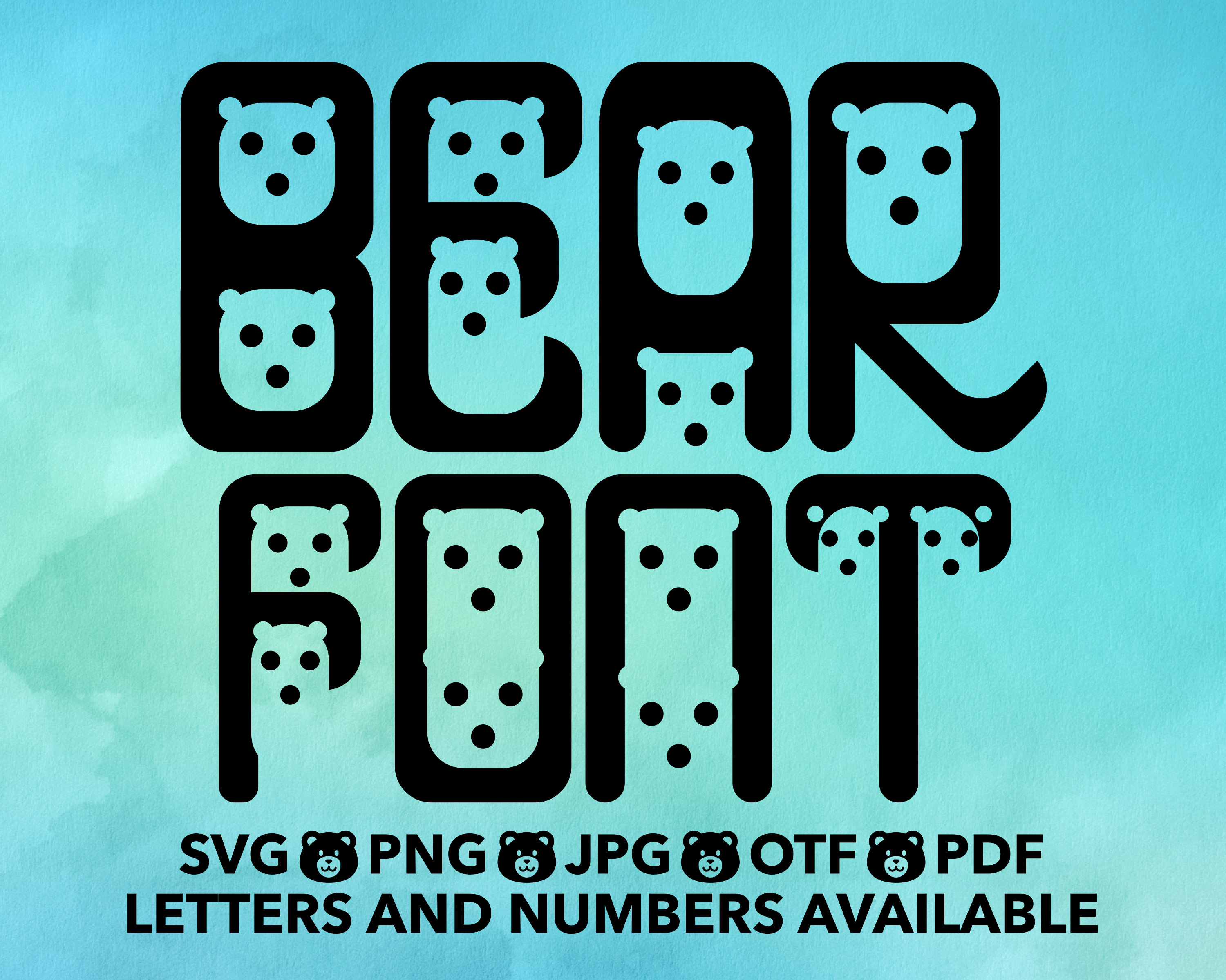 Bear Font SVG, Bear Font for Cricut, Bear Font SVG, PNG, jpg, otf, pdf Polar Bear Font, Grizzly ...