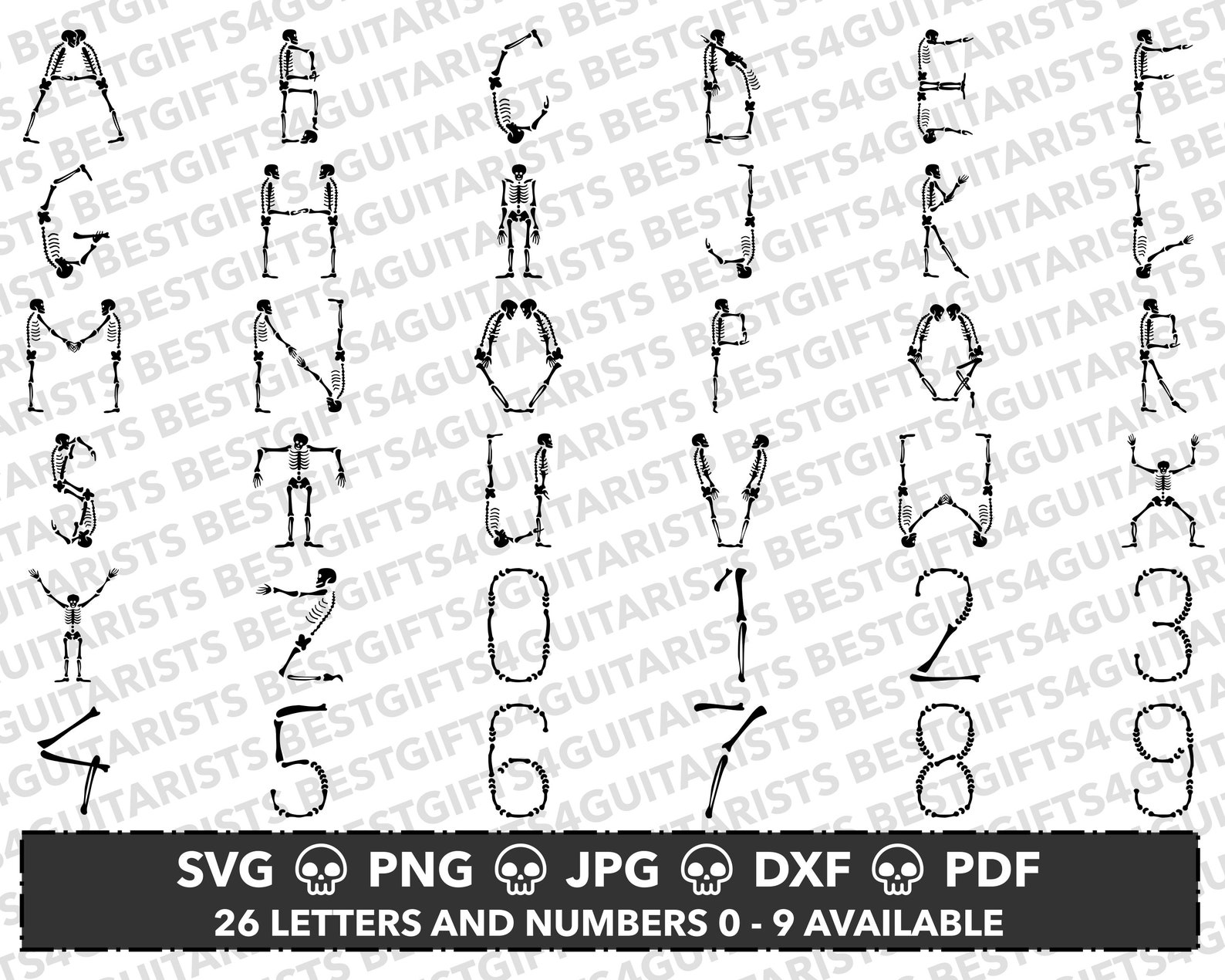 Skeleton Font SVG, Skeleton Alphapack, Skeleton Letters Svg, Png, Jpg ...