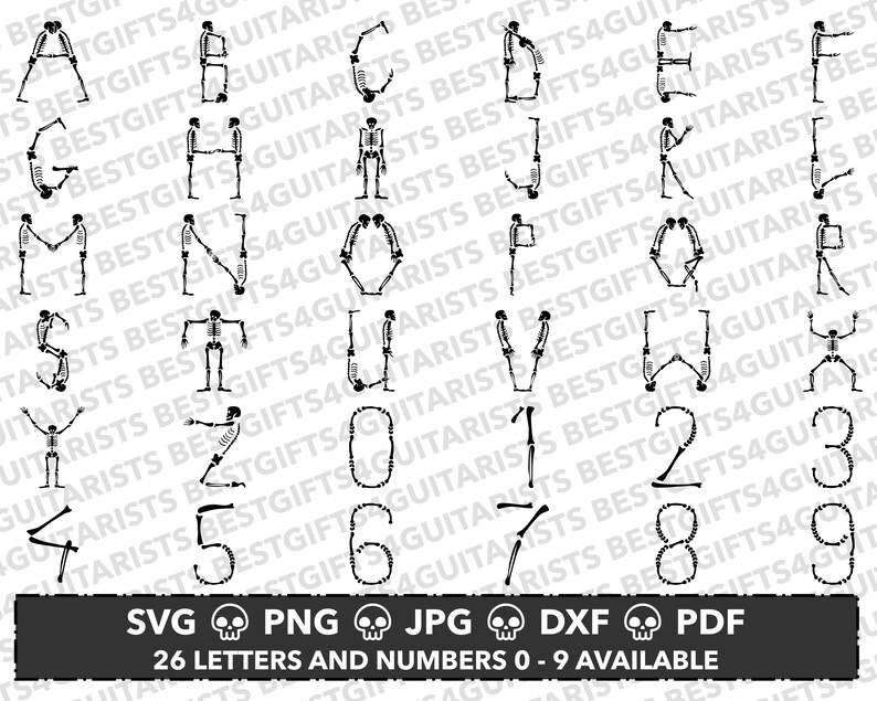 Skeleton Font SVG, Skeleton Alphapack, Skeleton Letters Svg, Png, Jpg ...