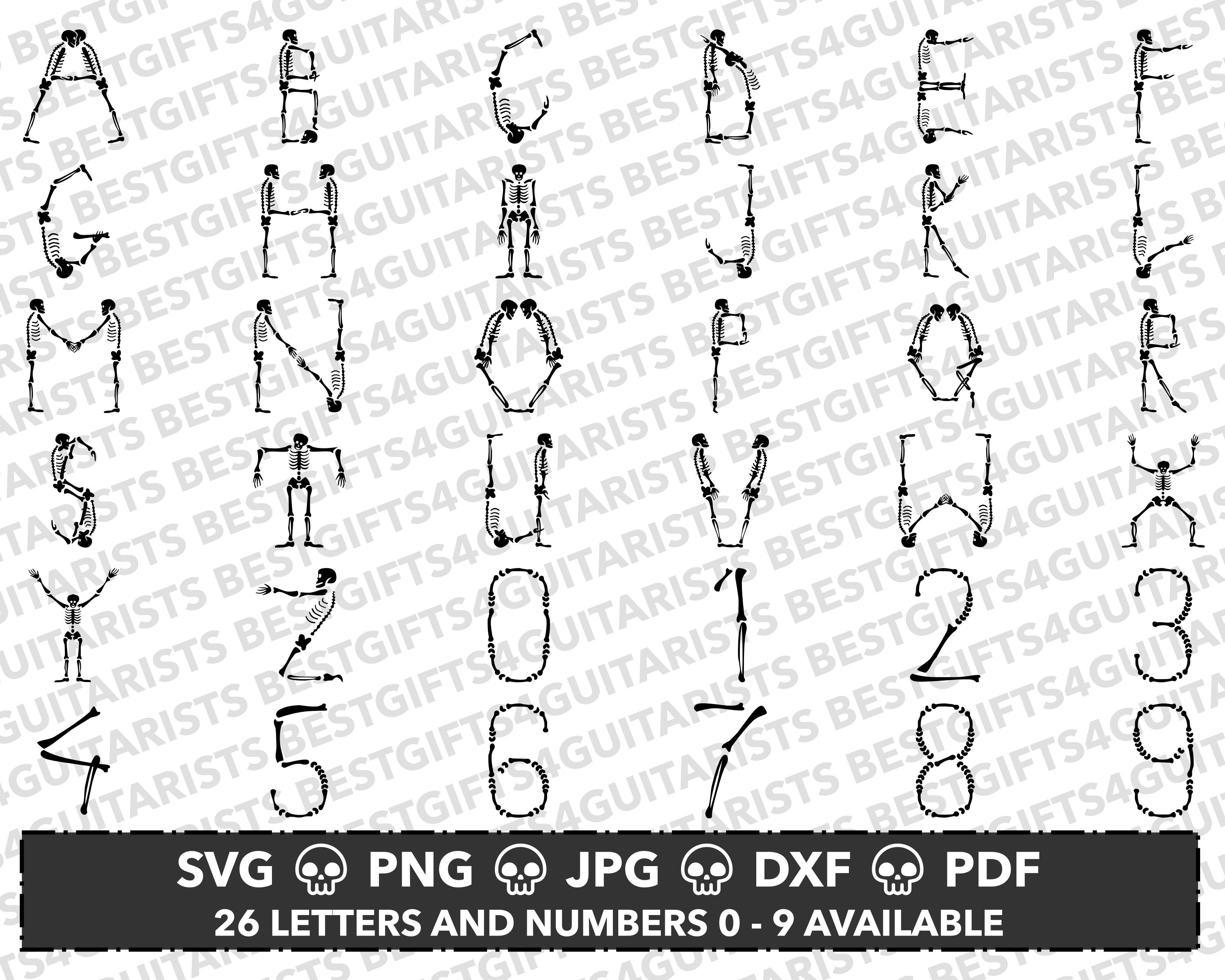 Skeleton Font SVG, Skeleton Alphapack, Skeleton Letters Svg, Png, Jpg ...