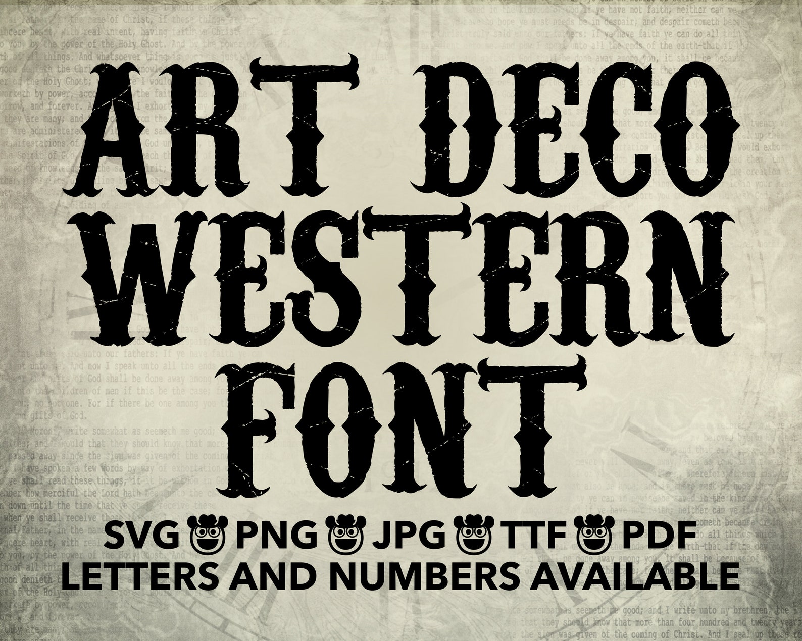 Art Deco Western Font SVG, Art Deco Western Font TTF, Art Deco Western ...