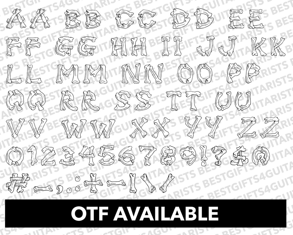 Bone Font SVG, Bone Letters, Bont Font PNG, Bone Numbers Svg, Png, Jpg ...