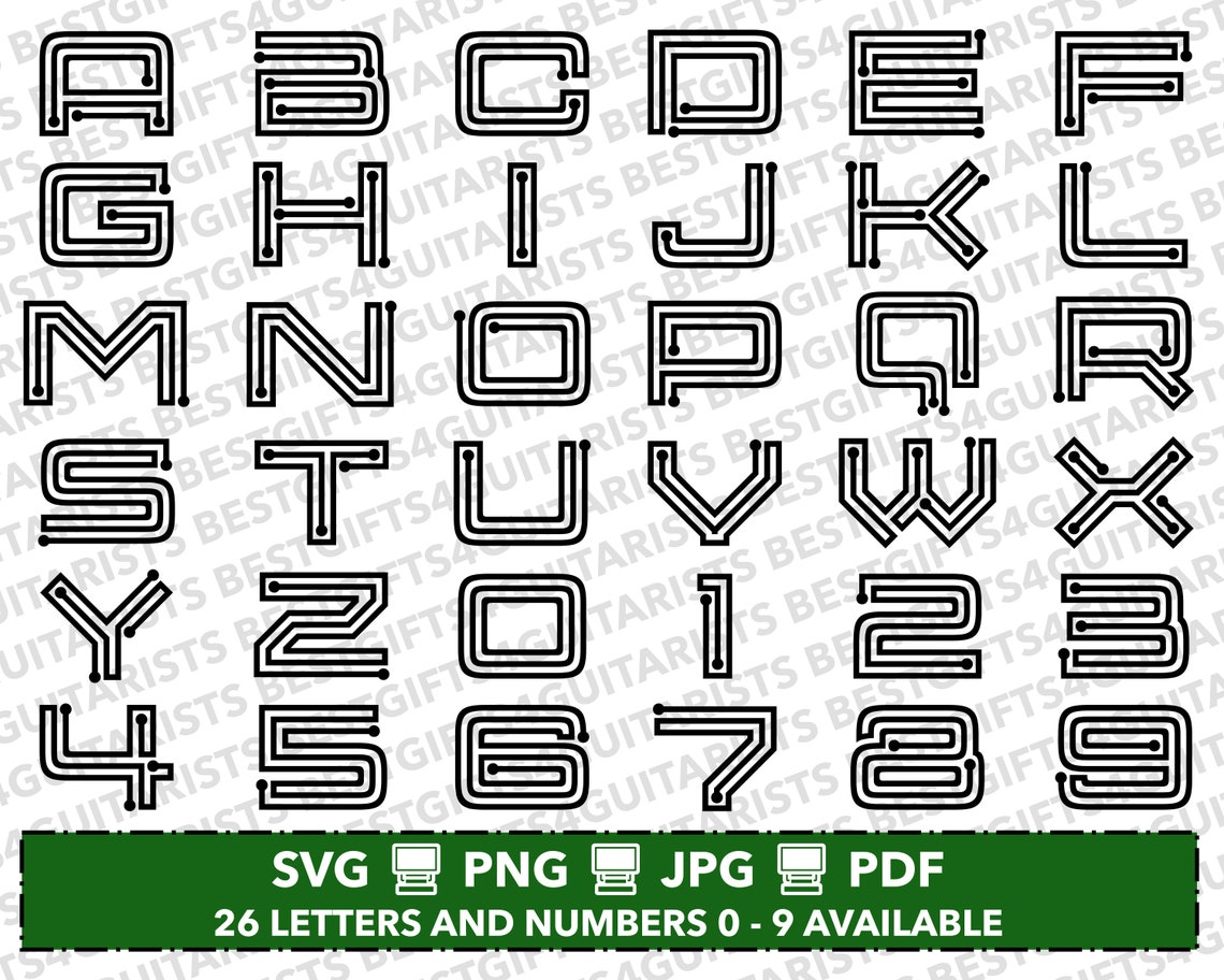 Circuit Font SVG Circuit Font PNG Circuit Letters Svg Png - Etsy