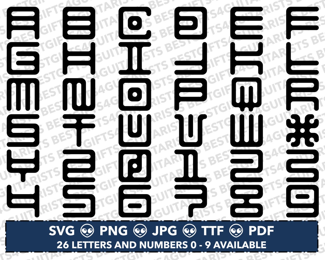 Alien Font SVG, Alien Font TTF, Alien Letters Svg, Png, Jpg, Ttf, Pdf ...