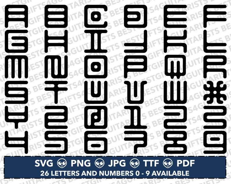 Alien Font SVG, Alien Font TTF, Alien Letters Svg, Png, Jpg, Ttf, Pdf ...