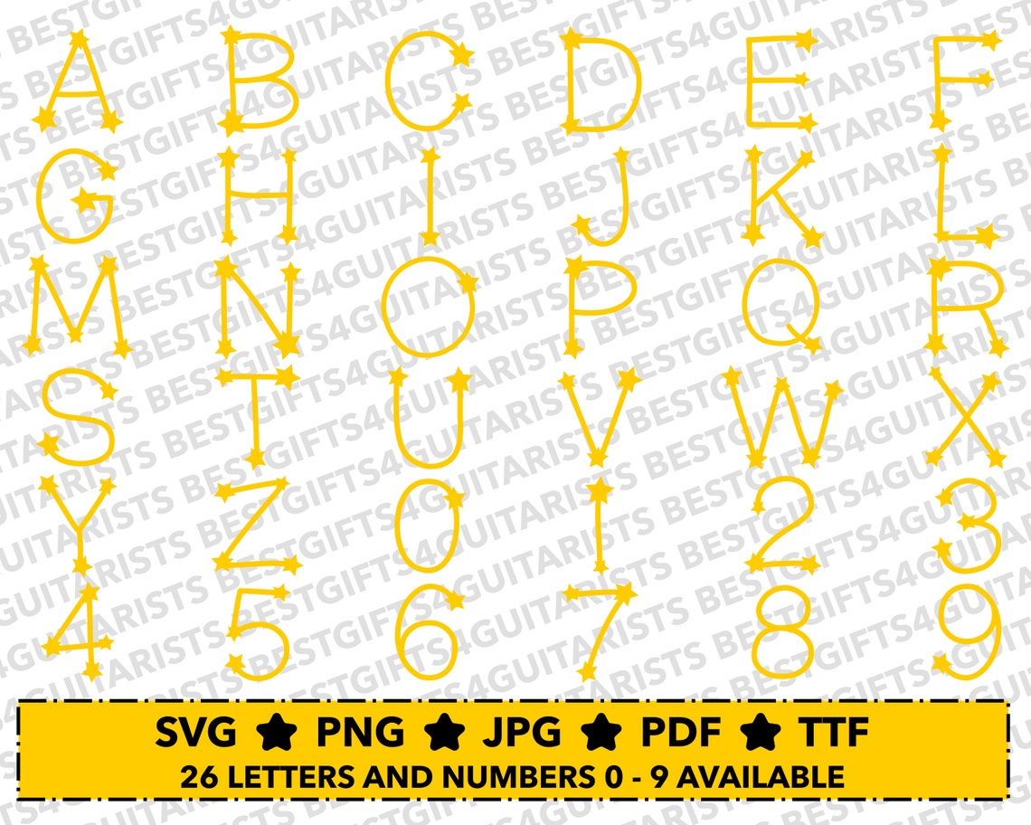 Constellation Star Font SVG, Constellation Star Alphabet, Constellation ...