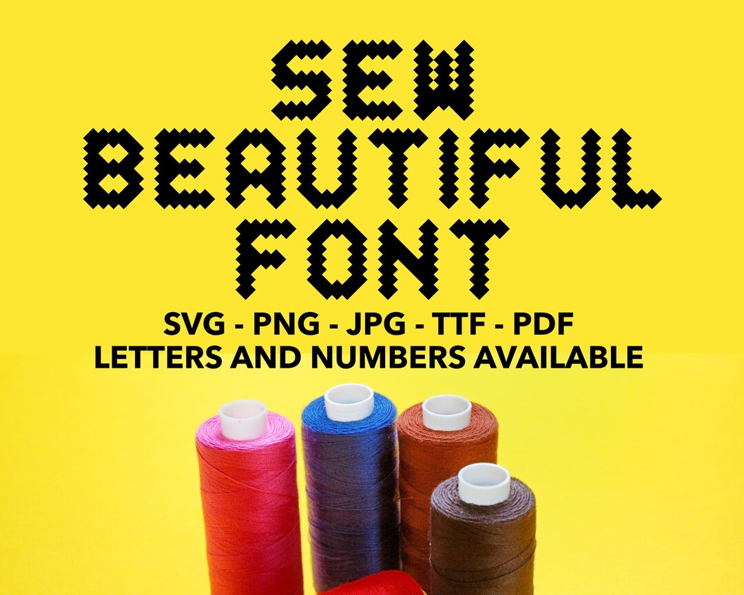 Sew Beautiful Font SVG, Sewing Font for Canva, Knit Font SVG, PNG, Jpg ...