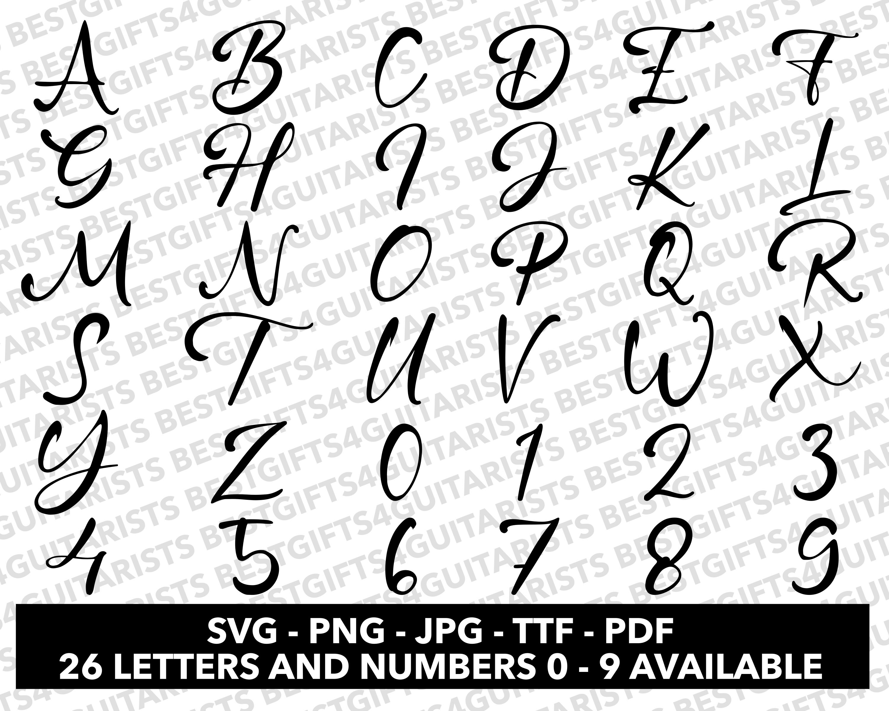 Calligraphy Beach Font SVG, Calligraphy Letters, Wedding Numbers ...