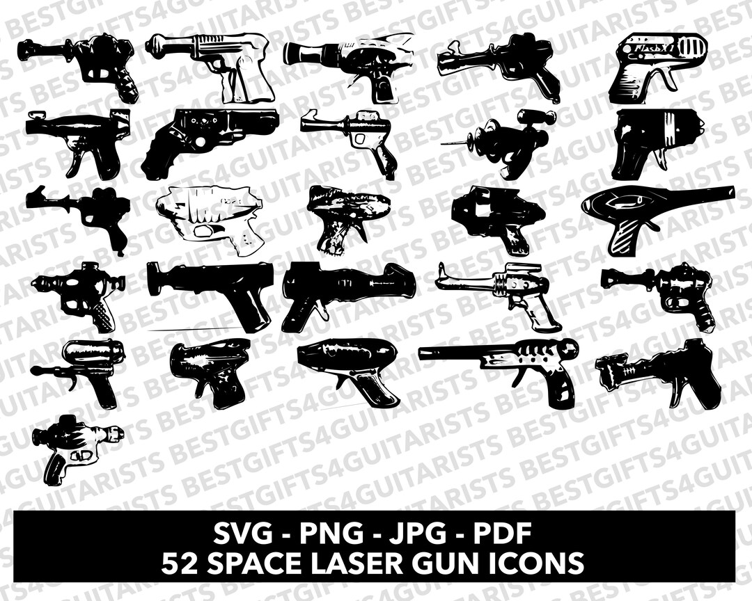 Space Laser Gun Icons SVG, Alien Icons for Cricut, Alien Logo SVG, PNG ...