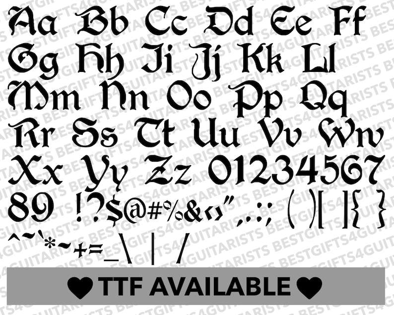 Blackletter Gothic Font SVG, Blackletter Font SVG, Gothic Font Svg, Png ...