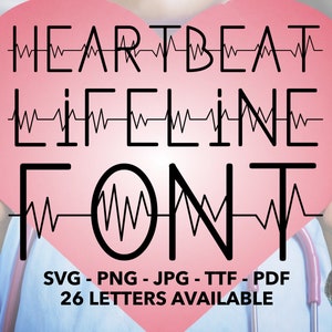 Heartbeat Lifeline Font SVG, Heartbeat Font for Cricut, Heartbeat Font ...