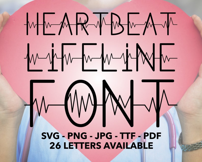 Heartbeat Lifeline Font SVG, Heartbeat Font for Cricut, Heartbeat Font ...