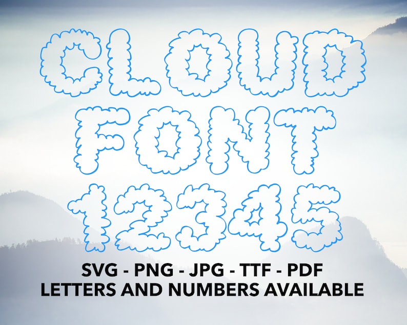 Cloud Font SVG, Cloud Font for Cricut, Cloud Font SVG, PNG, Jpg, Ttf ...