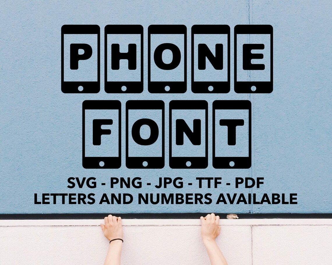 Phone Font SVG, Cell Phone Font for Cricut, Phone Font SVG, PNG, Jpg ...