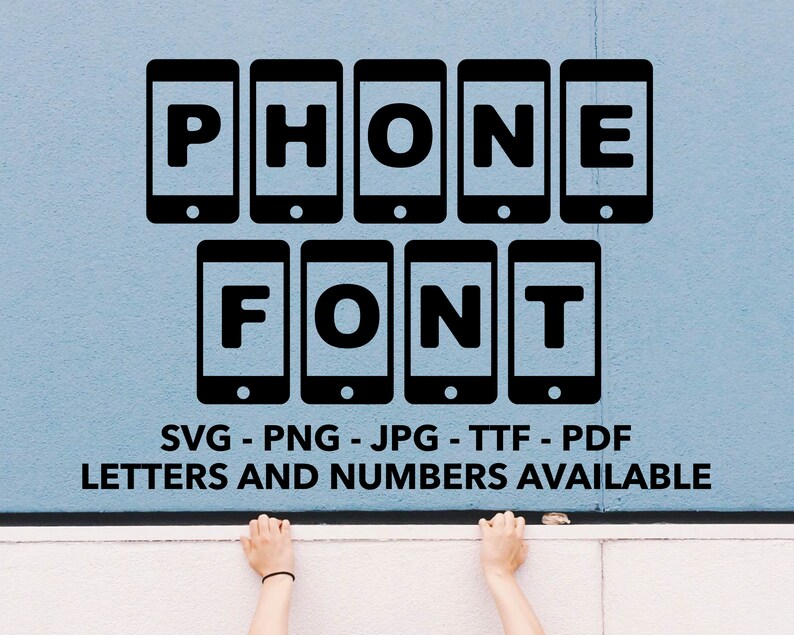 Phone Font SVG, Cell Phone Font for Cricut, Phone Font SVG, PNG, Jpg ...