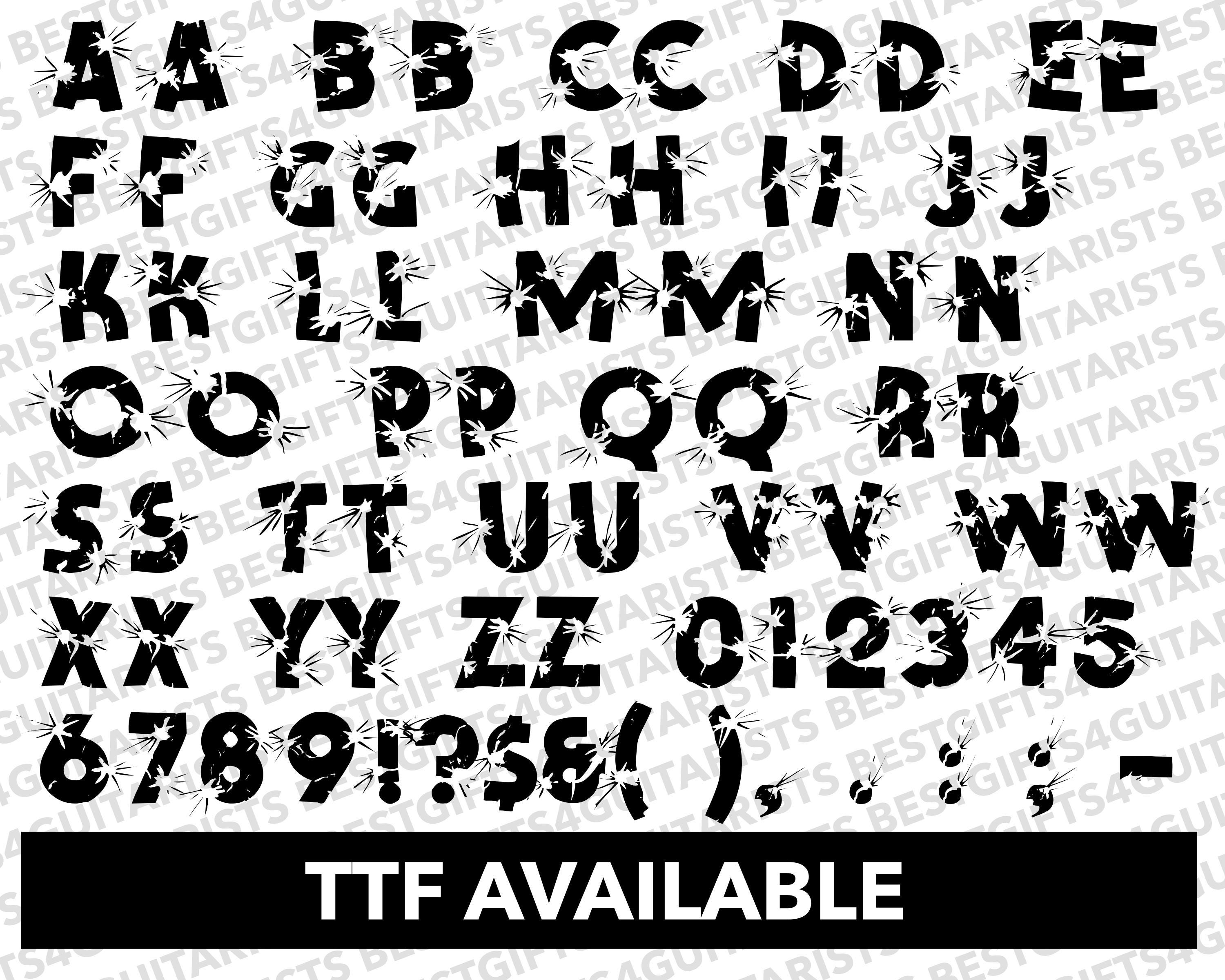 Bullet Shot Font SVG, Bullet Font for Canva, Shot Font SVG, PNG, Jpg ...