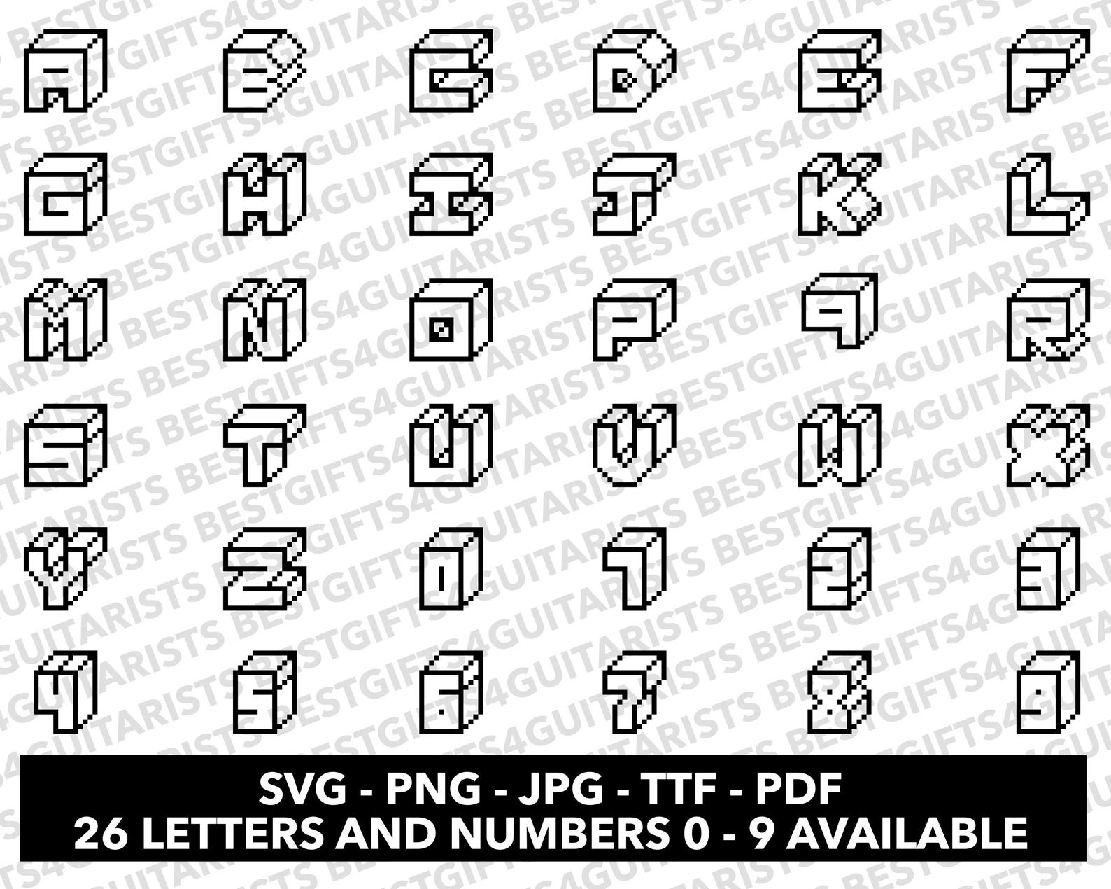 3D Pixel Font SVG, Pixel Font for Canva, Pixel Font SVG, PNG, Jpg, Ttf ...