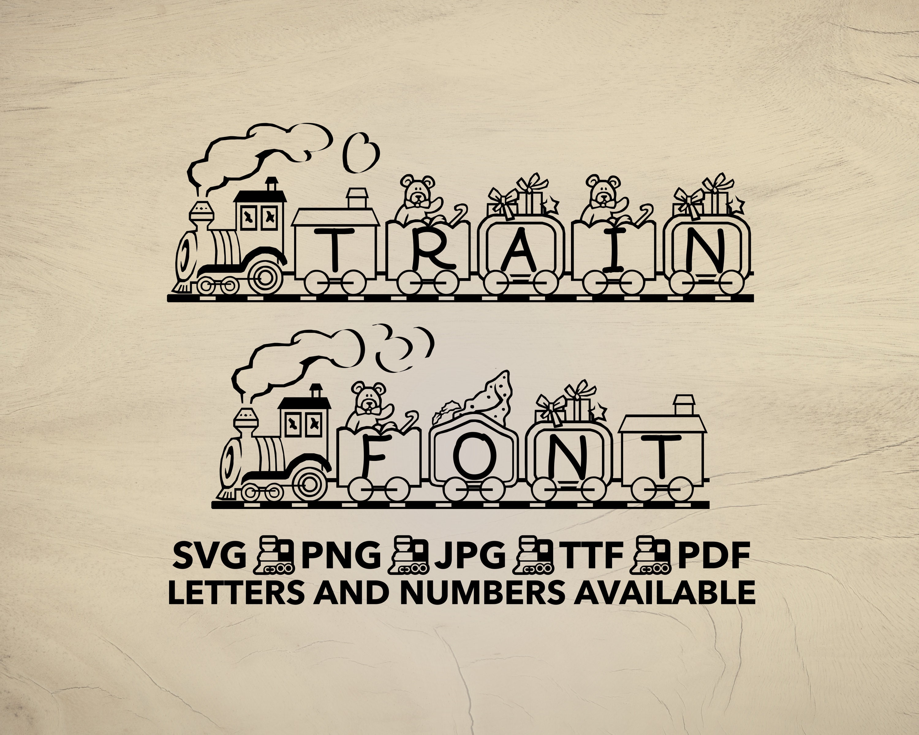 Train Font SVG, Train Letters, Train Numbers Svg, Png, Jpg, Ttf, Pdf ...