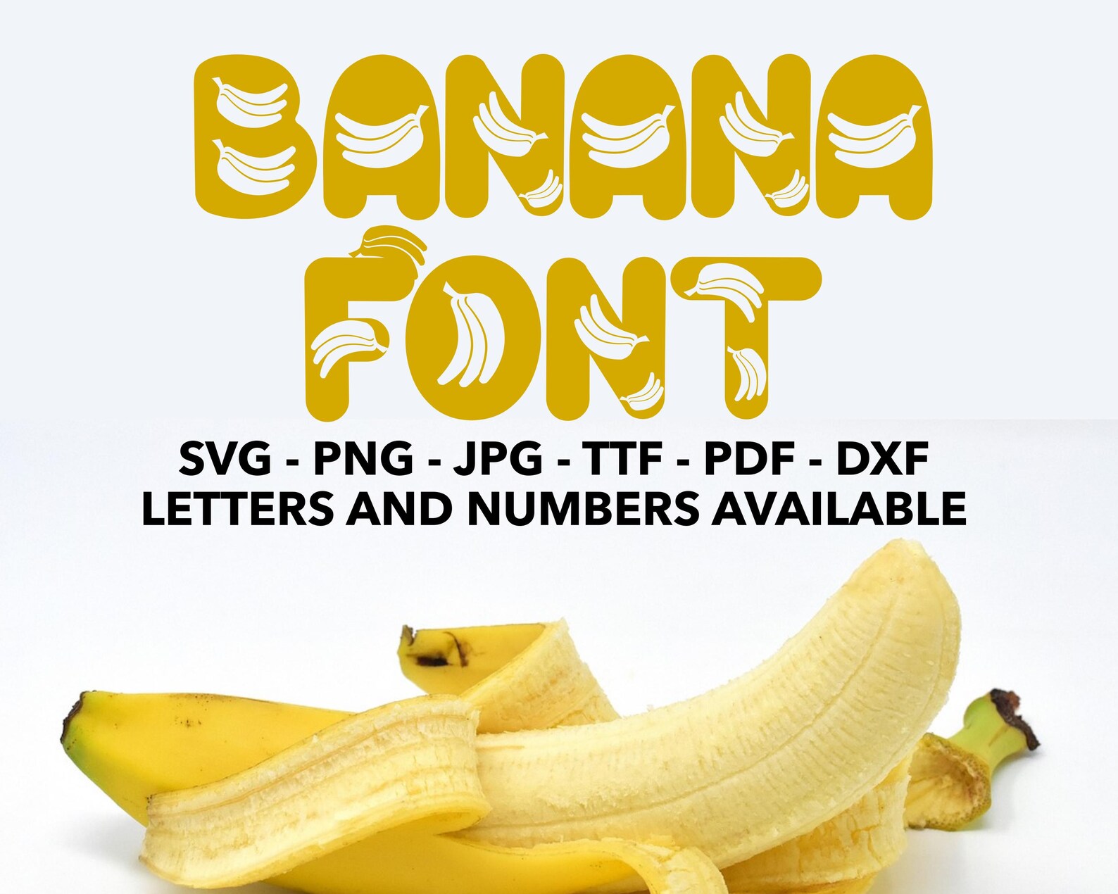 Banana Font SVG, Banana Font for Canva, Fruit Font Clip Art, Banana ...