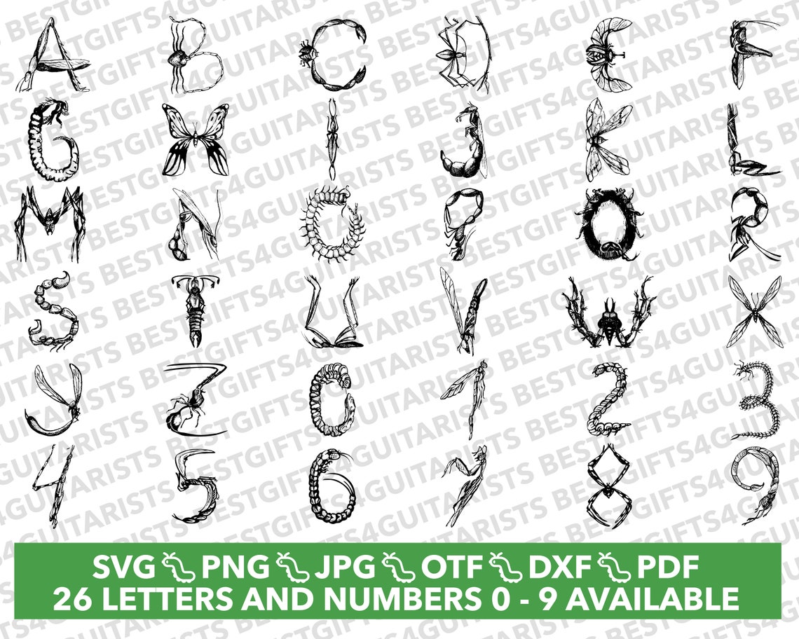 Bug Font SVG, Insect Alphapack, Bug Font for Cricut SVG, PNG, Jpg, Otf ...