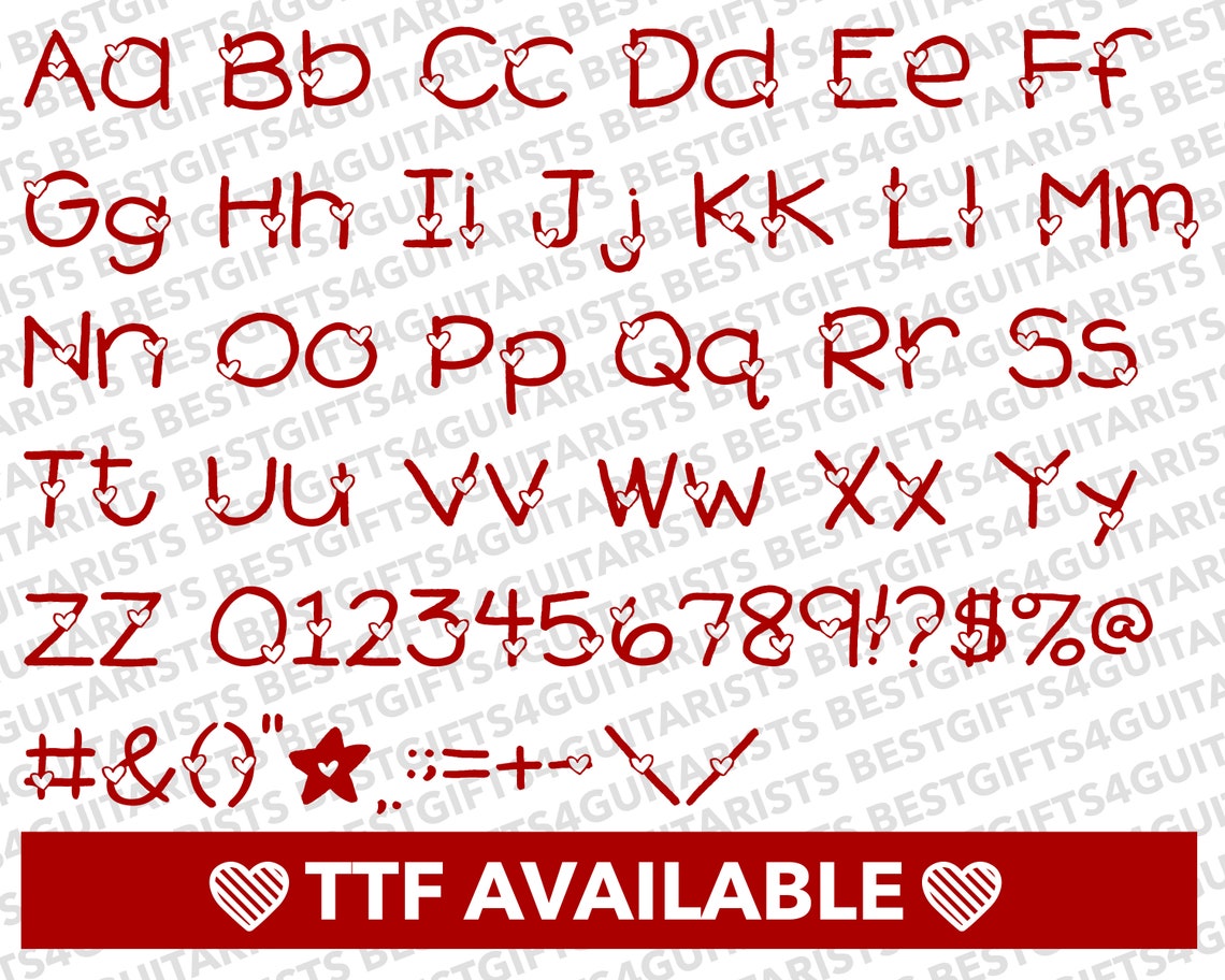 Hearts Font SVG, Heart Font for Cricut, Heart Font SVG, PNG, Jpg, Ttf ...