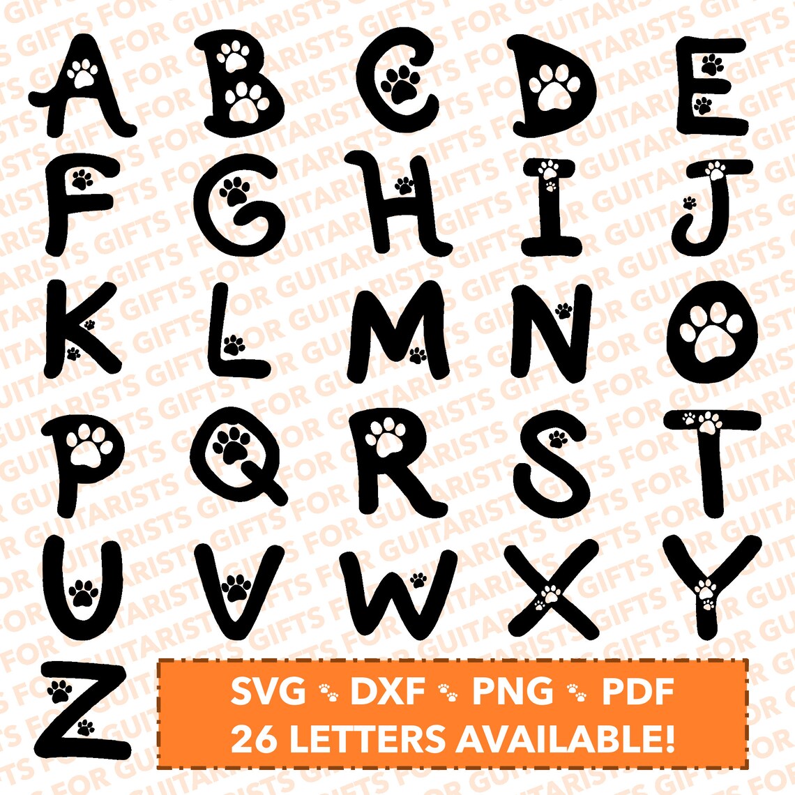 Paw Print Font SVG Dog Font Cricut File Paw Print Letters Paw Print ...