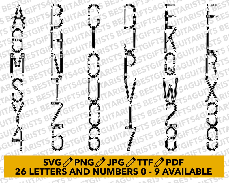 Digital Pencil Font SVG, Pencil Font for Cricut, Pencil Font SVG, PNG ...