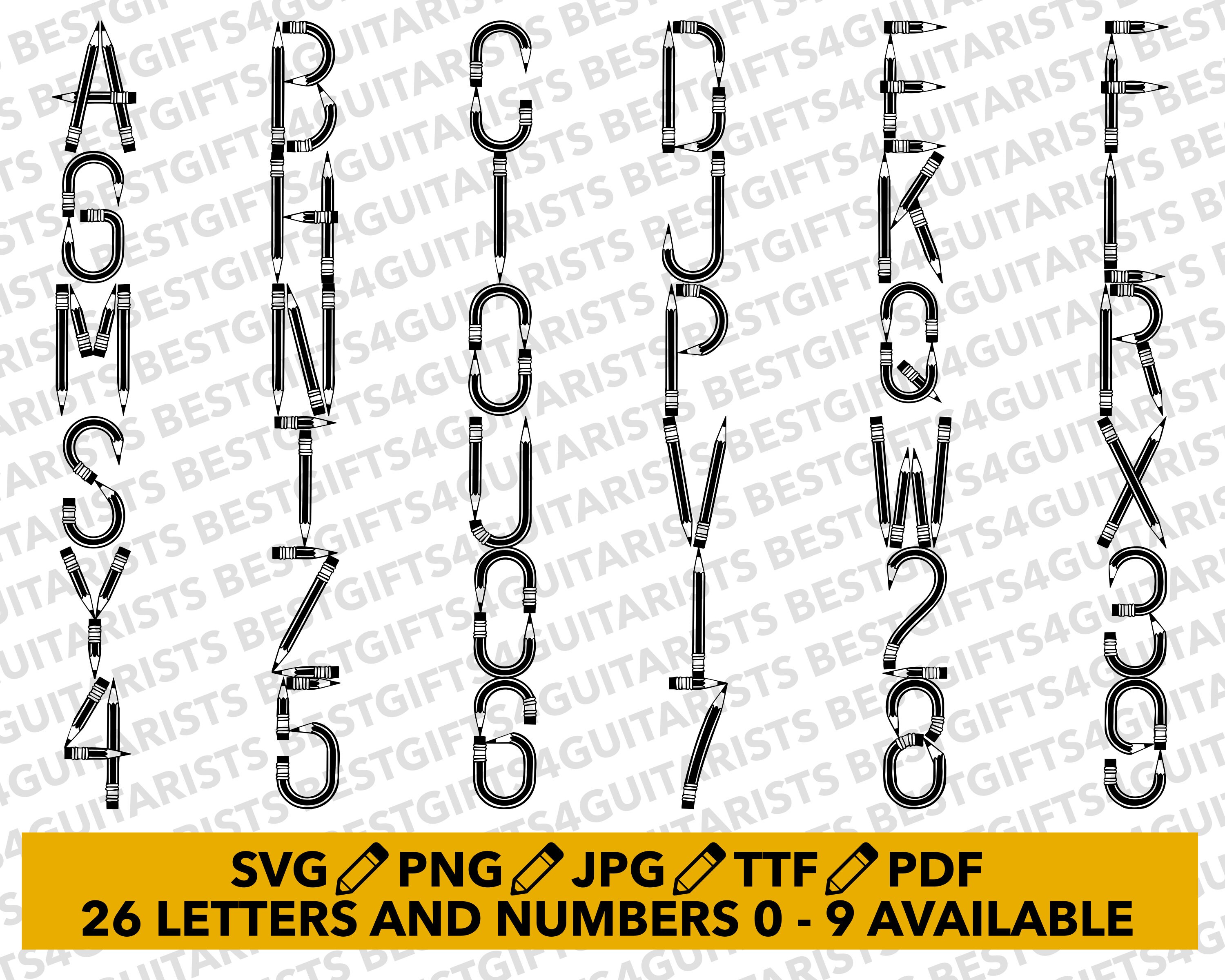 Digital Pencil Font SVG, Pencil Font for Cricut, Pencil Font SVG, PNG ...