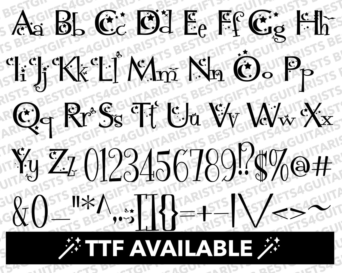 Magic Font SVG, Moon Font for Cricut, Star Font SVG, PNG, Jpg, Ttf, Pdf ...