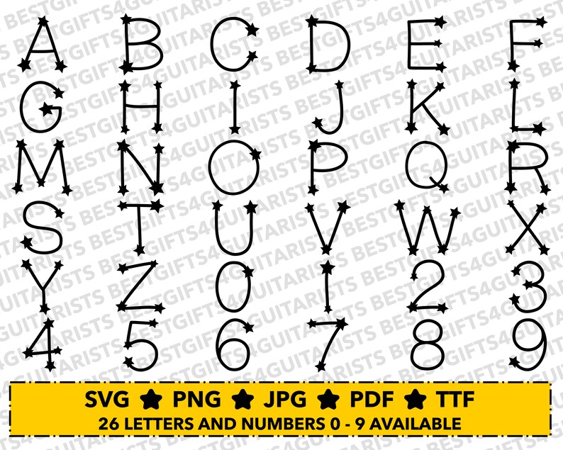 Constellation Star Font SVG, Constellation Star Alphabet, Constellation ...