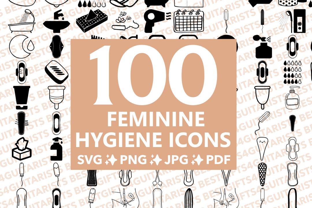 100 Feminine Hygiene Icons SVG, Feminine Hygiene Bundle, Period Product ...