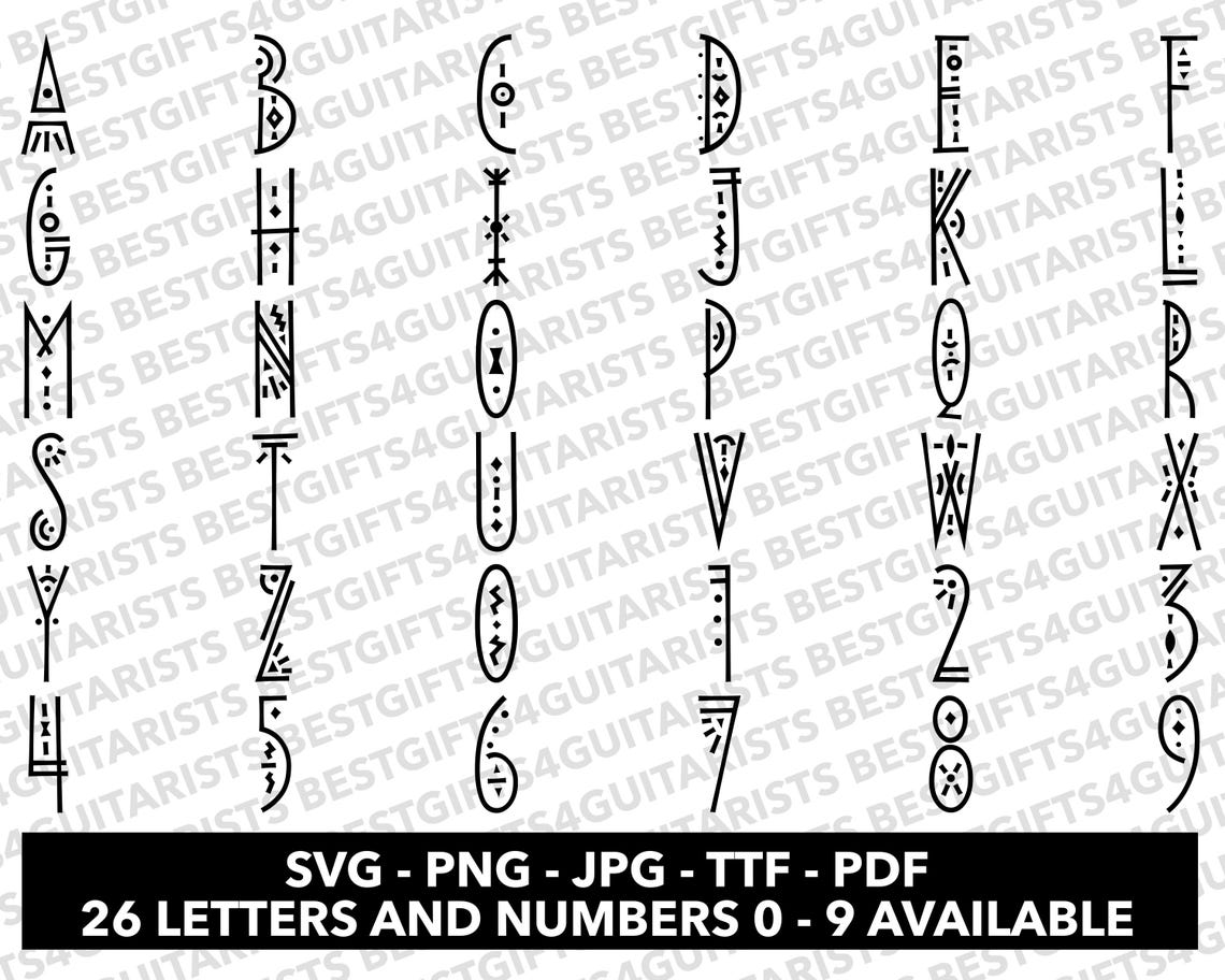 Tribal Font SVG, Tribal Font 3 Numbers, Tribal Font SVG, PNG, Jpg, Ttf ...
