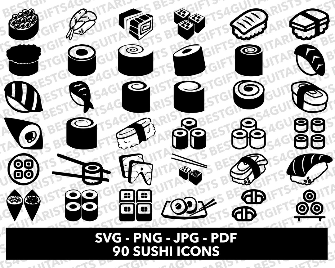 Sushi Icons SVG, Sushi Icons for Cricut, Sushi Logo SVG, PNG, Jpg, Pdf ...