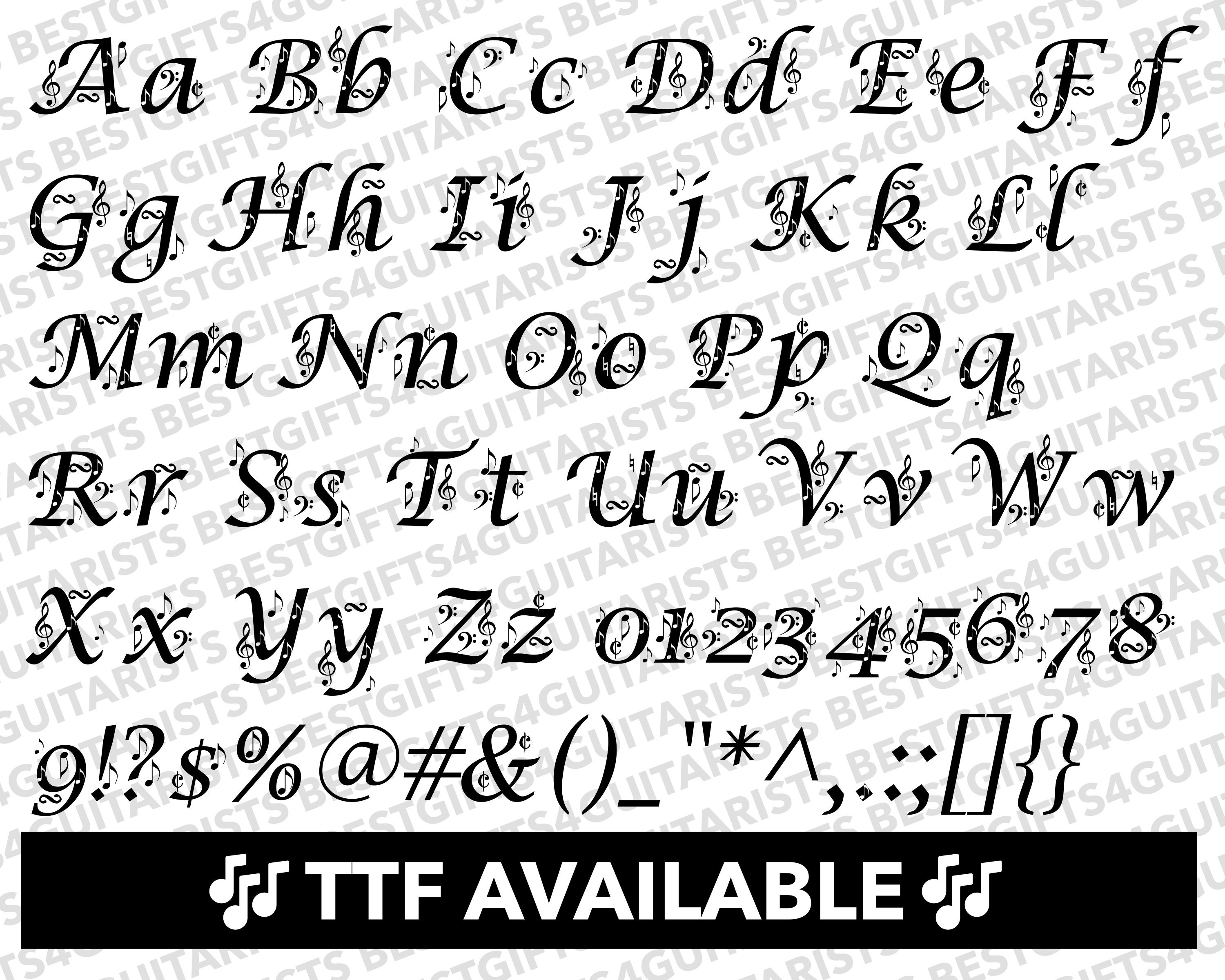 Music Font SVG - Music Note Font for Cricut - Music Notes Alphabet ...